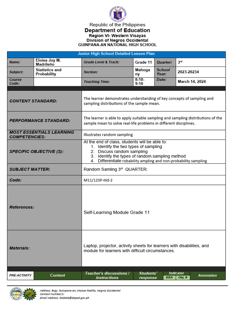 Statistics Lesson Plan | PDF | Greenhouse Effect | Sampling (Statistics)