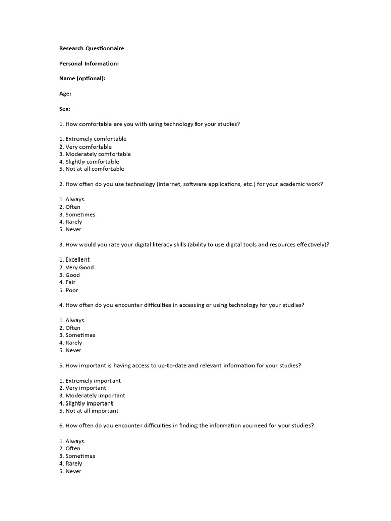 Questionnaire Pdf Computing Cognition 