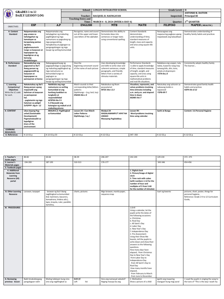 DLL All-Subjects-2 Q3 W6 D4 | PDF
