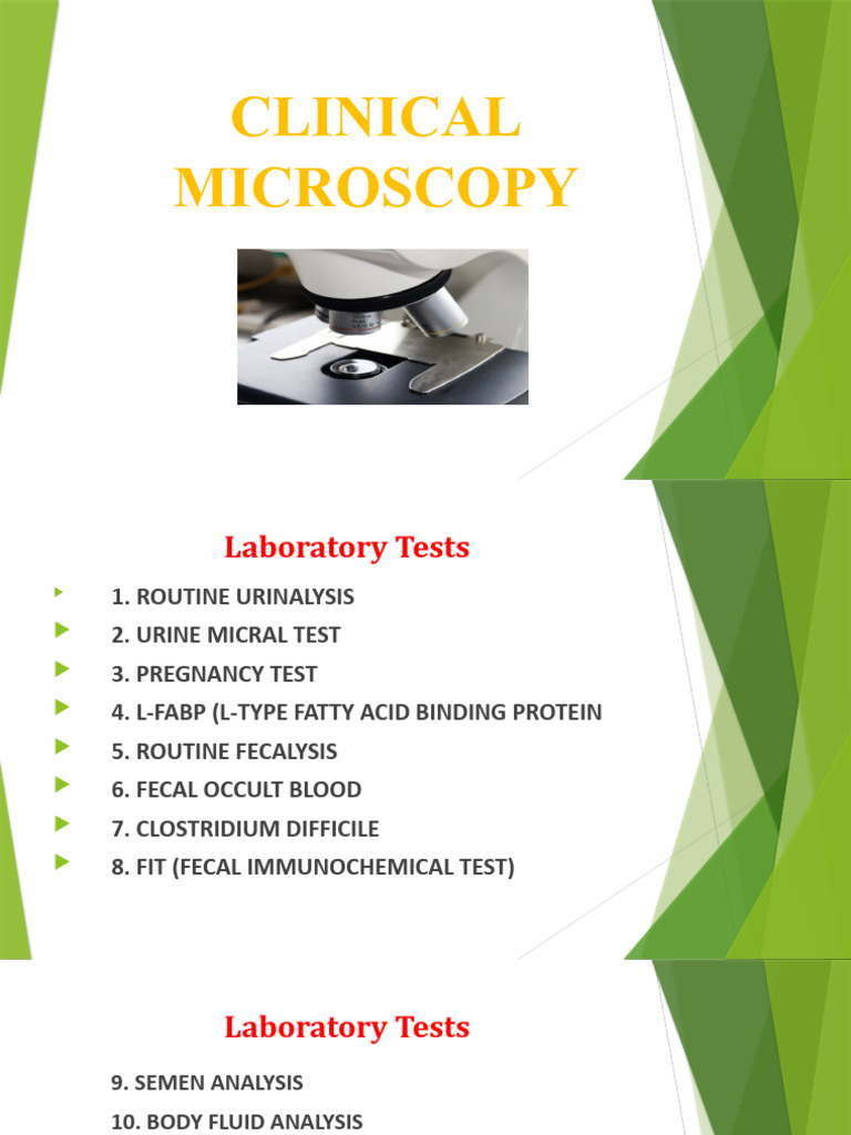 Clinical Microscopy Lecture | PDF | Semen | Body Fluids Clinical Microscopy Lecture | PDF | Semen | Body Fluids