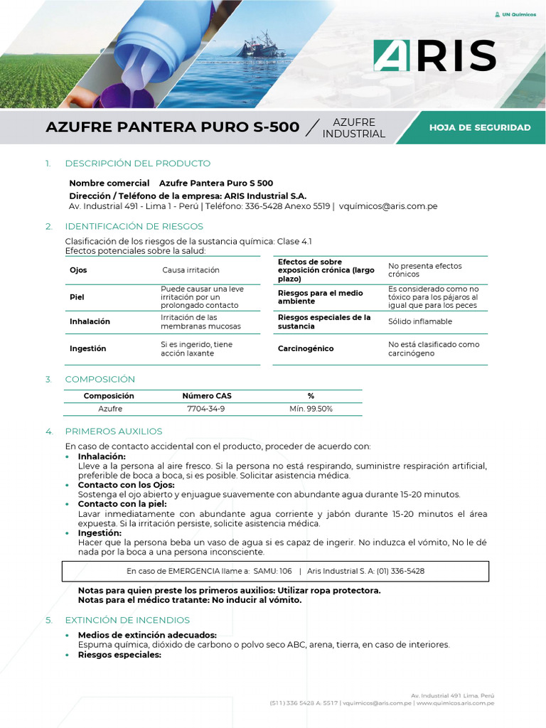 Hs Azufre Pantera Puro s500 | PDF | Toxicidad | Combustión