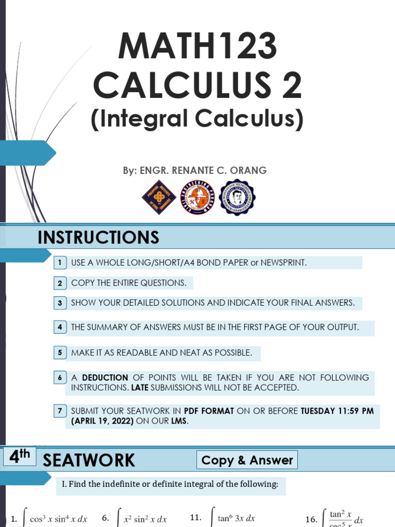 Math123 Calculus 2 Midterm Day 5 Seatwork No 4 2021-2022 | PDF