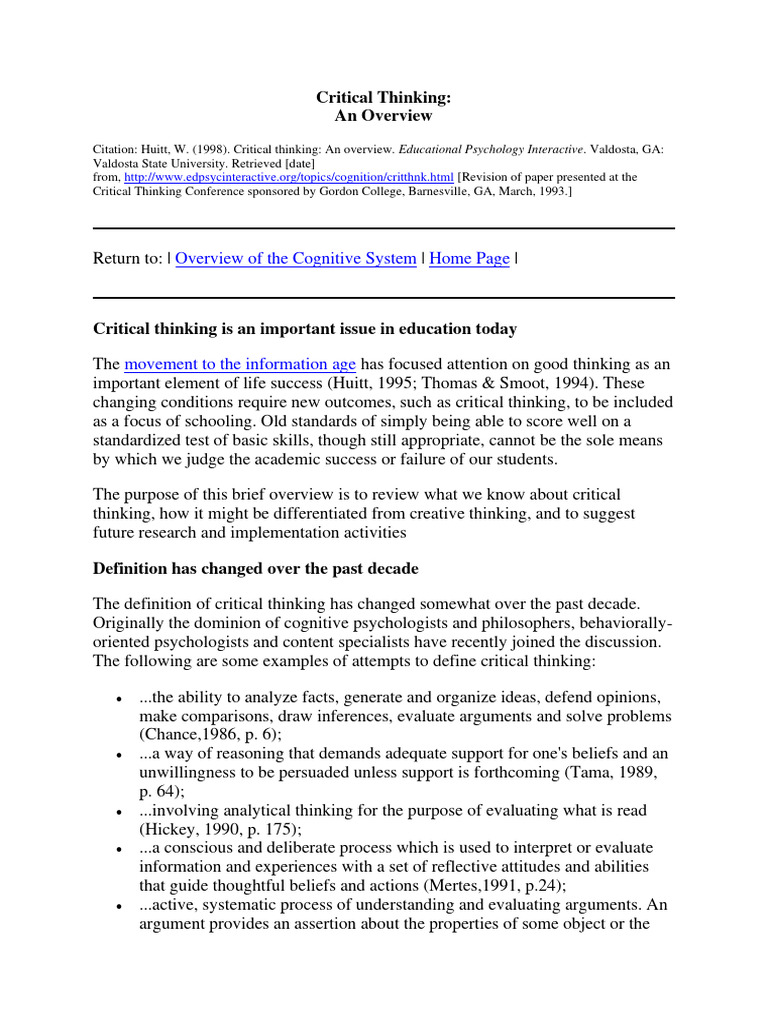 Critical Thinking-Bloom Field | Download Free PDF | Thought | Critical ...