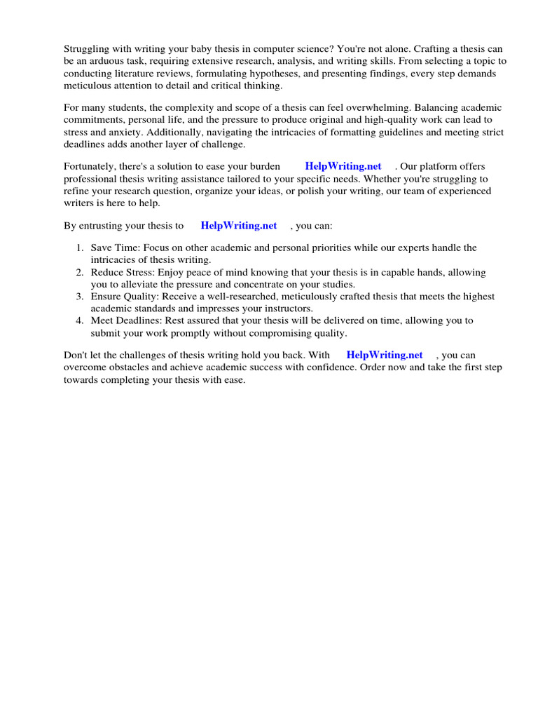 Baby Thesis Sample in Computer Science | Download Free PDF | Thesis ...