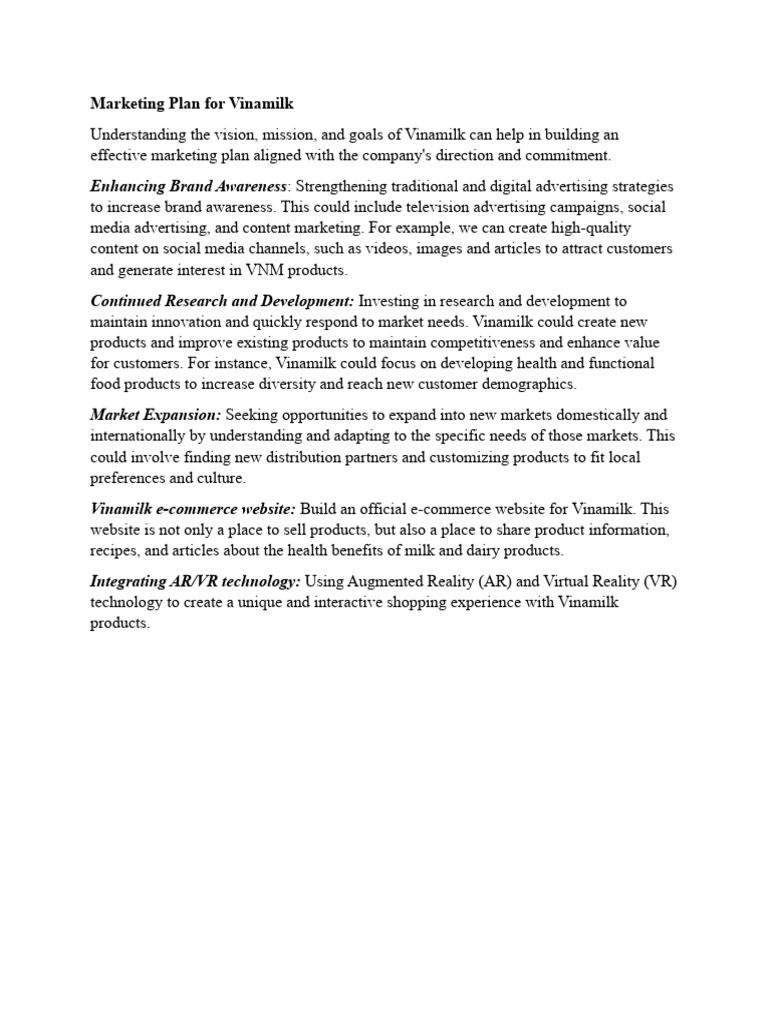 Propose Marketing Plan For Vinamilk | PDF