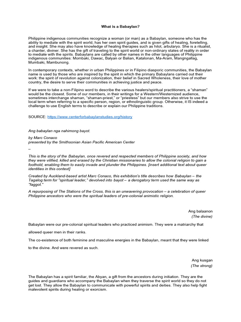Babaylan | PDF | Cultural Anthropology | Folklore