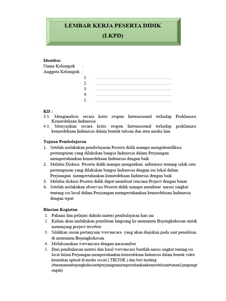 LKPD Sejarah | PDF | Karier & Perkembangan