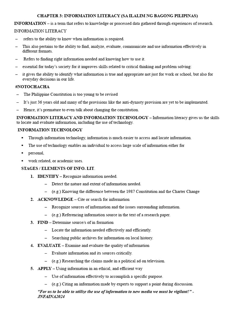 Unit 3 Information Literacy | PDF | Information | Information Literacy