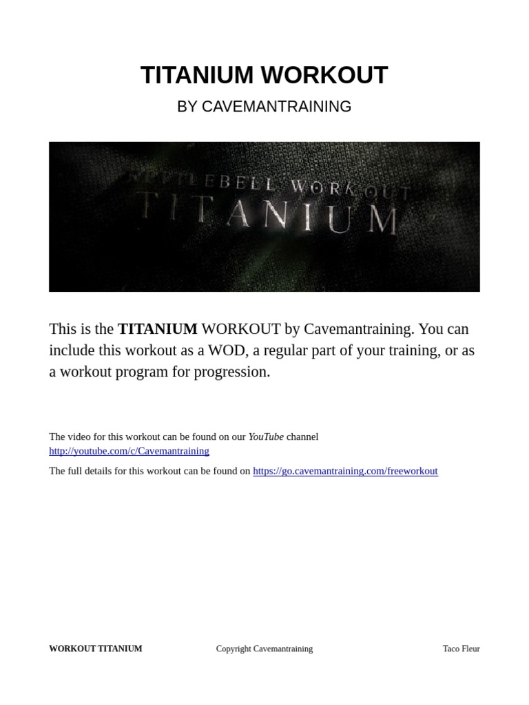 Kettlebell Workout TITANIUM | PDF