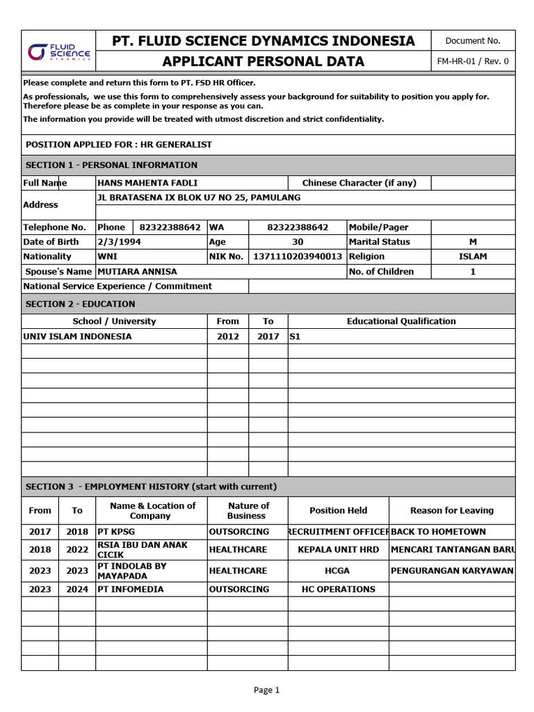 FSD - Applicant Personal Data | PDF | Computing