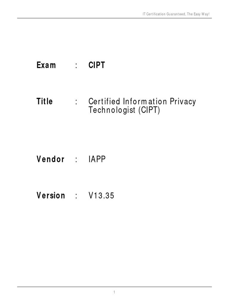 CIPT Dumps | PDF | Privacy | Cloud Computing