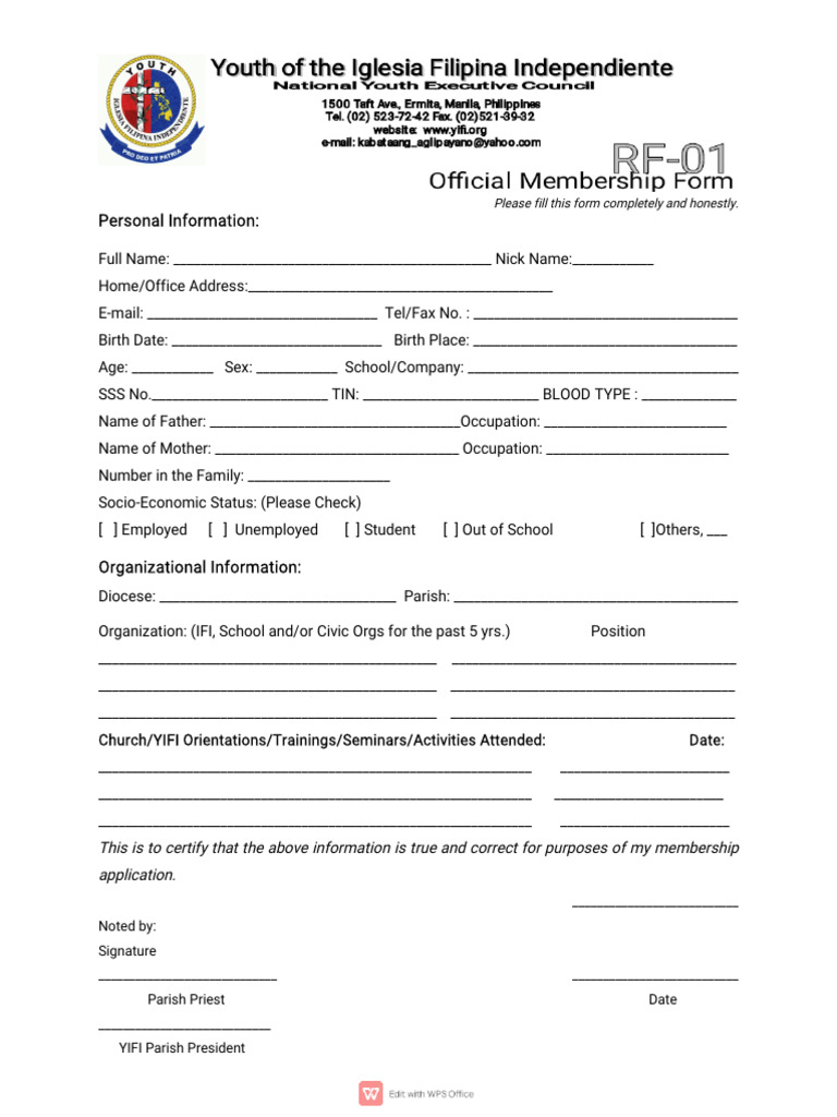 Membership-Form RF01 | PDF