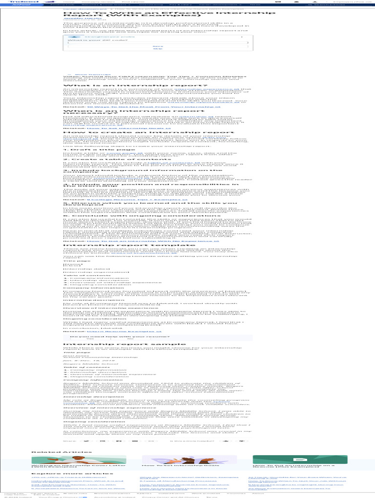 Internship Report Writing Guide | PDF | Internship | Job Hunting