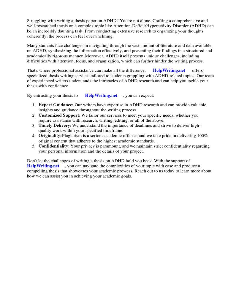Thesis Papers Adhd | PDF | Attention Deficit Hyperactivity Disorder ...