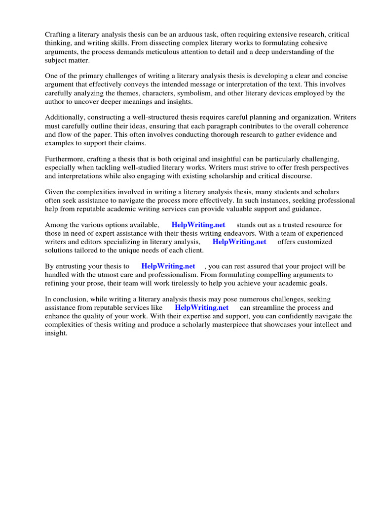 Literary Analysis Thesis Template | PDF | Essays | Critical Thinking