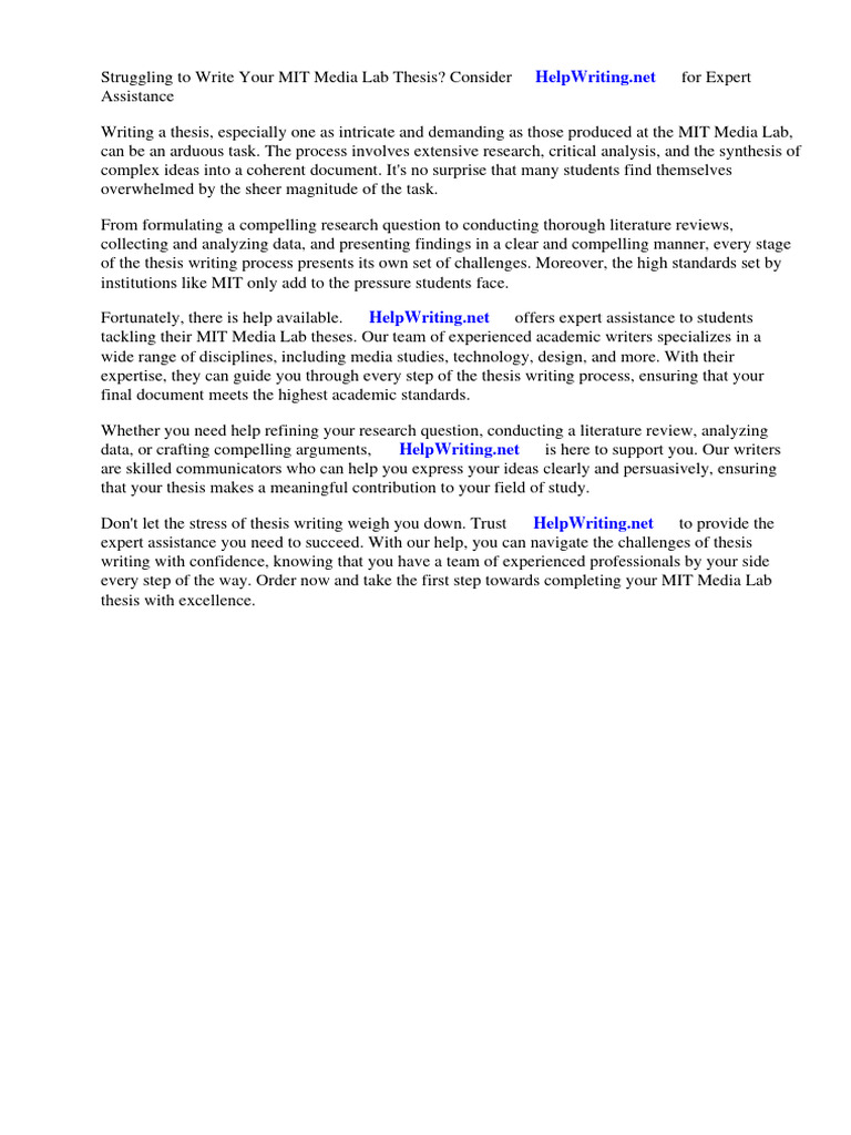 Mit Media Lab Thesis | PDF | Laboratories | Massachusetts Institute Of Technology