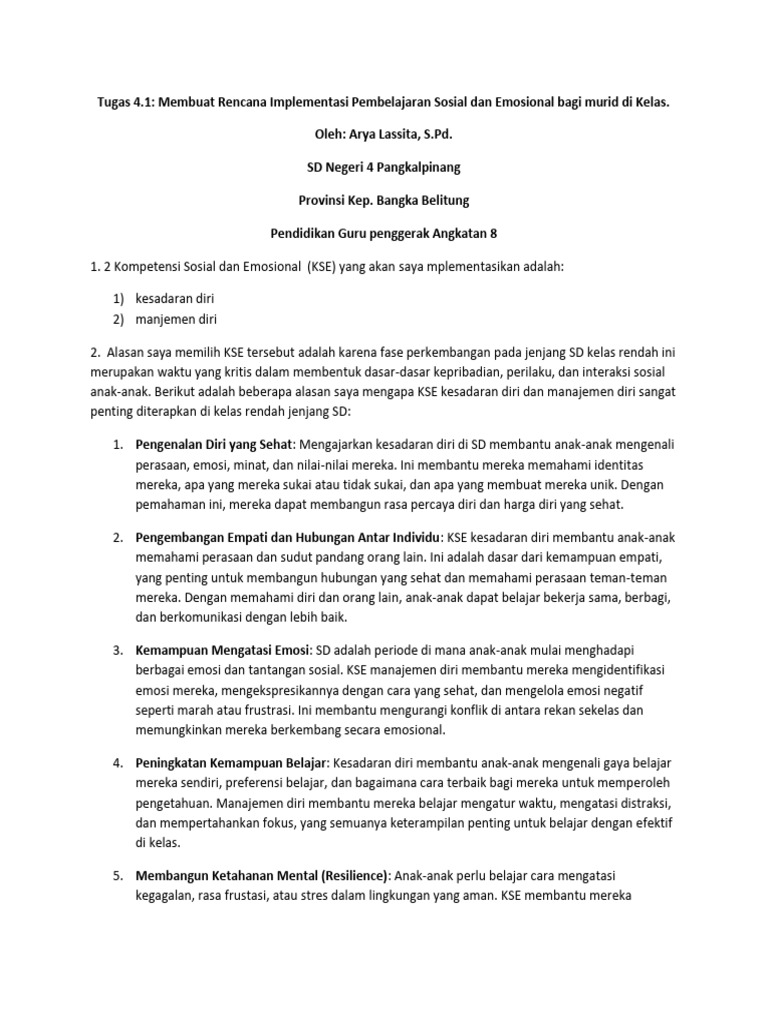 Demonstrasi Kontekstual Modul 2.2 RPP Kse - Arya Lassita | PDF | Karier & Perkembangan