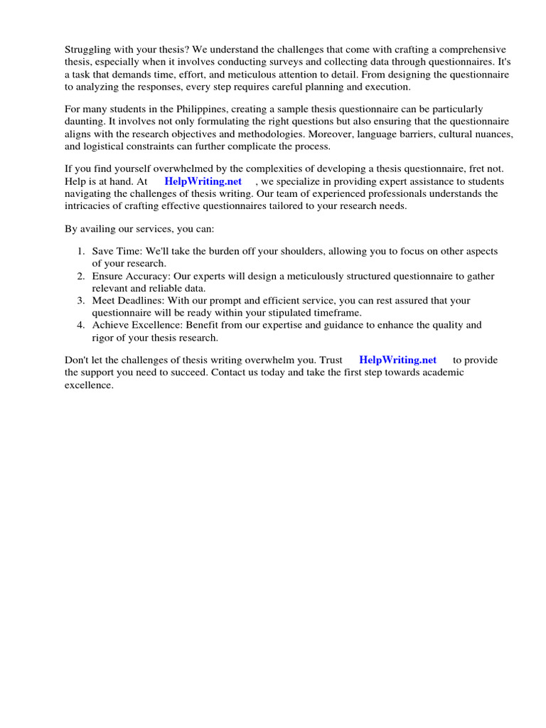 Sample Thesis Questionnaire Philippines | PDF | Survey Methodology ... Sample Thesis Questionnaire Philippines | PDF | Survey Methodology ...