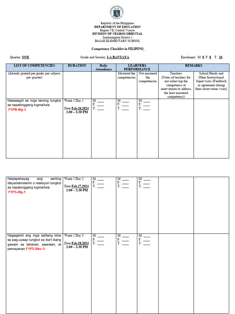 FILIPINO | PDF | Learning | Behavior Modification