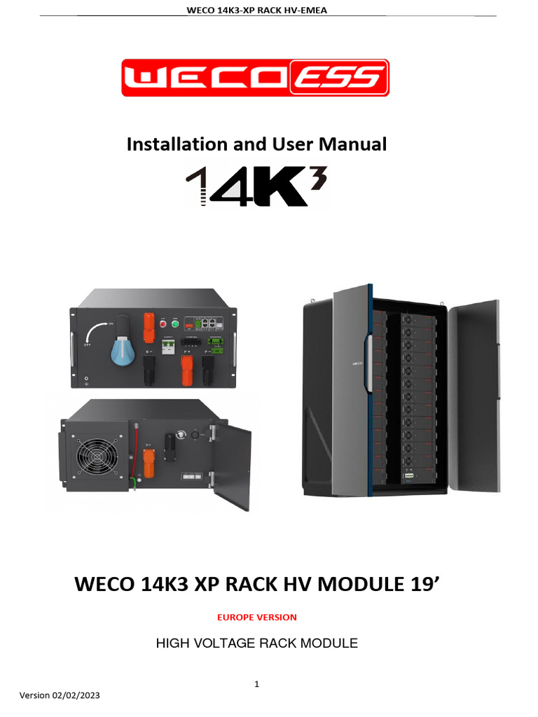 1.03 - 14K3 - RACK HV XP 2022 EU - English OPERATOR MANUAL | PDF | Rechargeable Battery ...