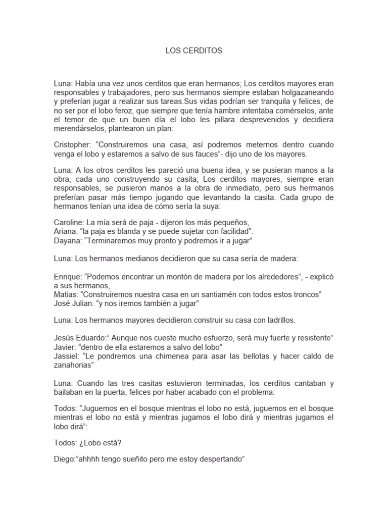 Cuento Los Cerditos Pdf