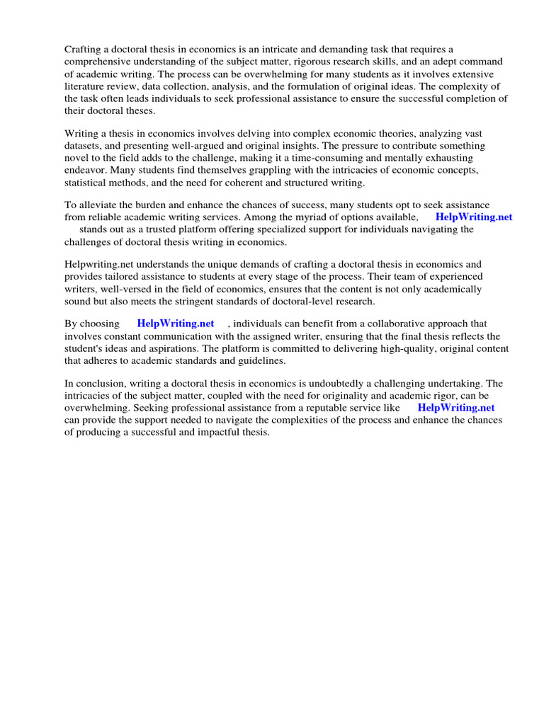 Doctoral Thesis Writing in Economics | PDF | Thesis | Economics