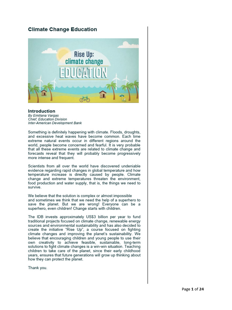 Climate Change Education - Notes | PDF | Climate Change | Atmosphere Of ...