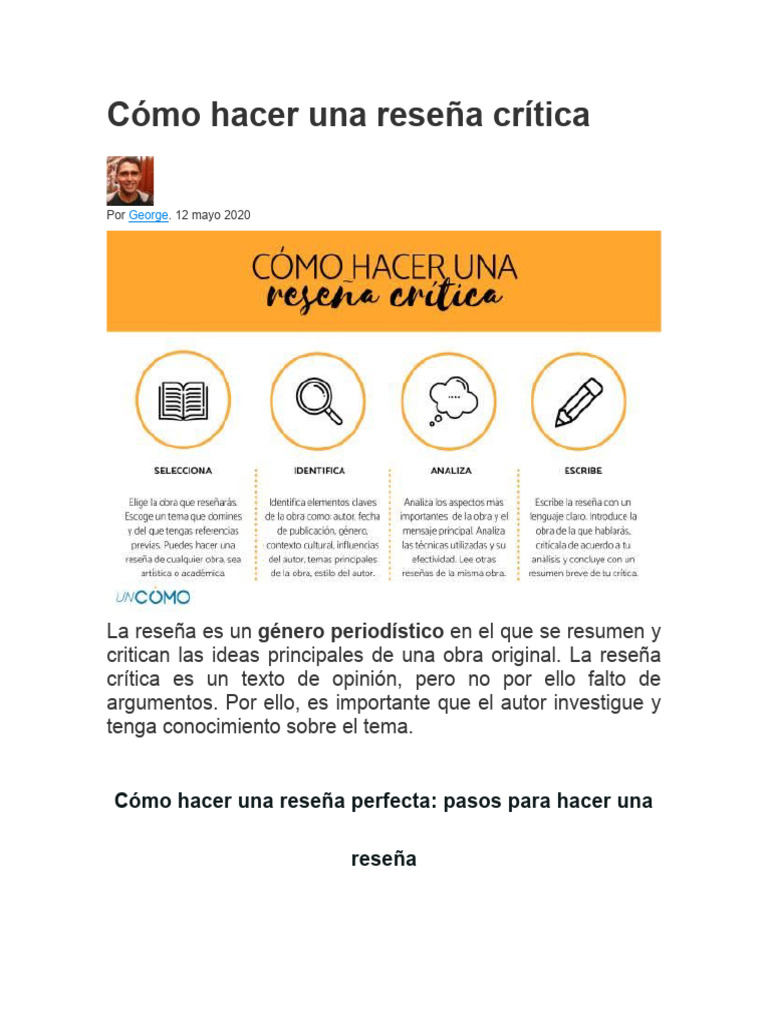 Cómo hacer una reseña crítica efectiva | PDF | Ensayos | Autor