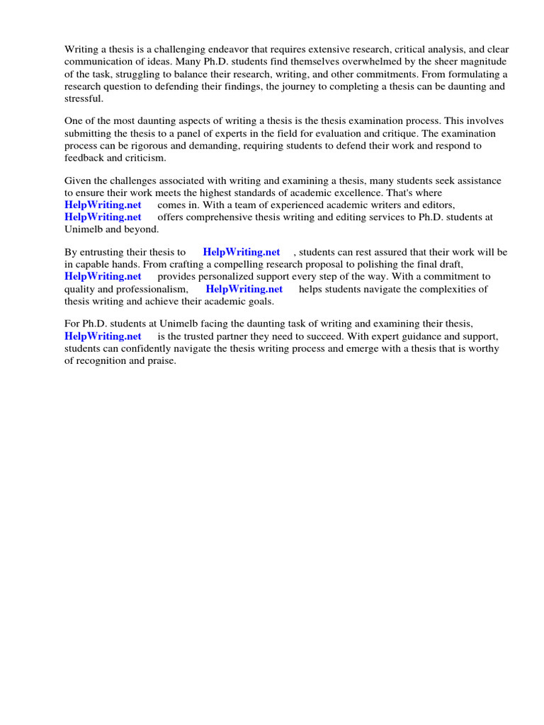 Unimelb PHD Thesis Examination | PDF | Thesis | Doctor Of Philosophy