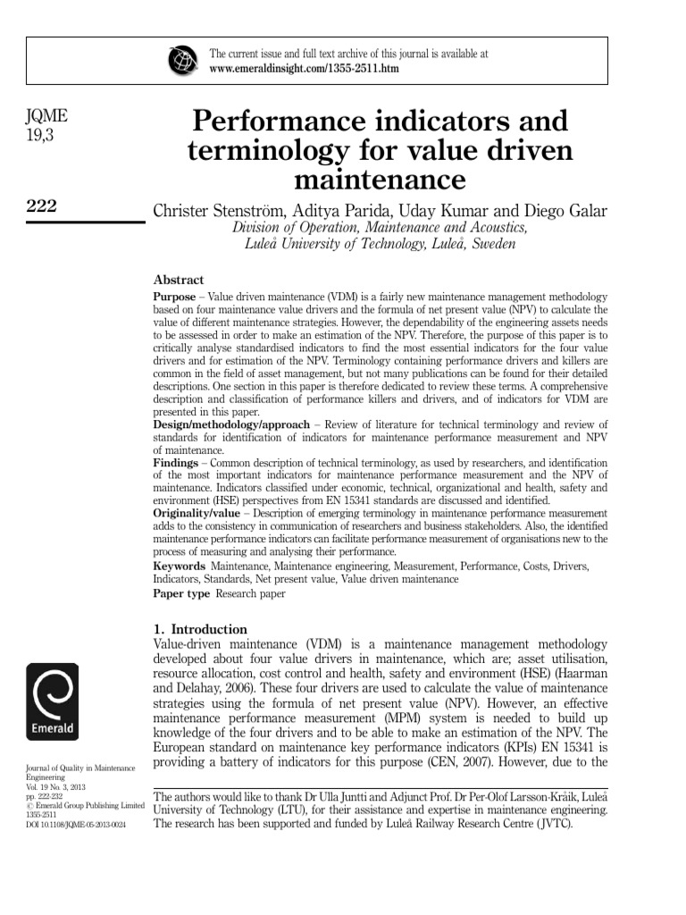 Performance Indicators and Terminology For Value Driven | PDF | Performance Indicator | Net ...