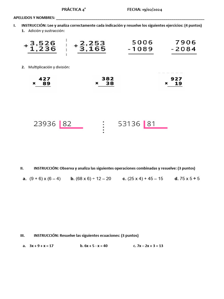 Practica Calificada Cuarto | PDF | Notación | Matemáticas
