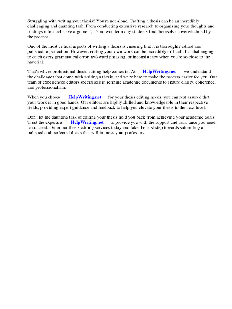 Thesis Editing Help | PDF | Thesis | Editing