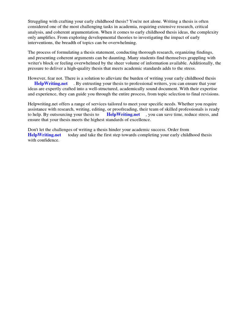 Early Childhood Thesis Ideas | PDF | Early Childhood Education | Preschool