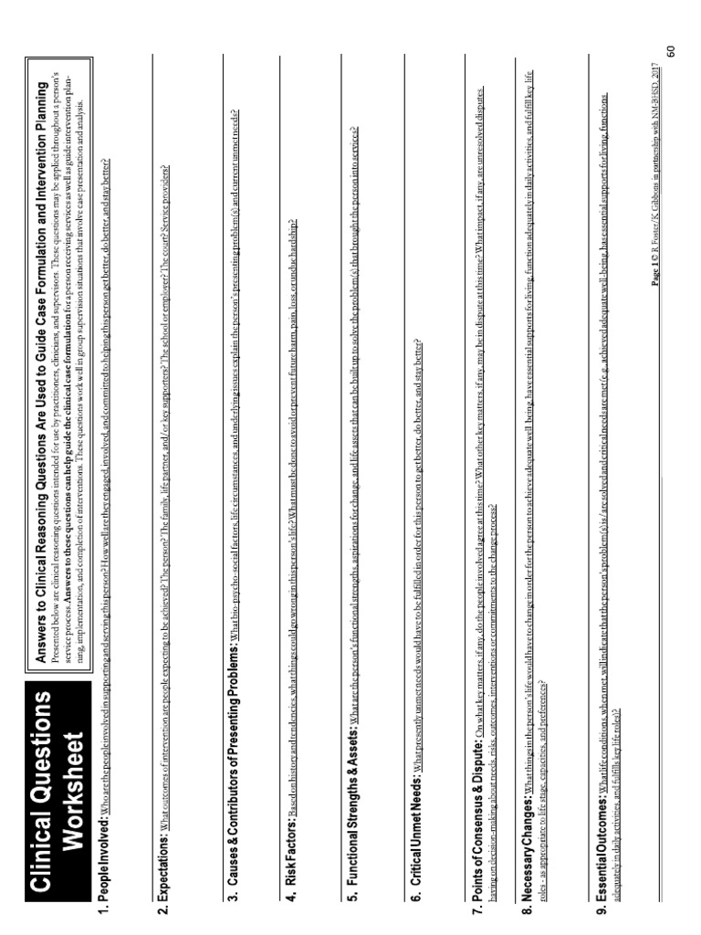 Clinical Questions Worksheet 2018-12-08 | PDF