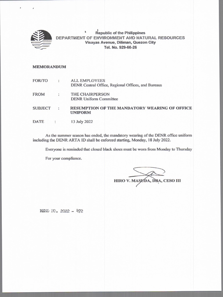 Memo-Wearing-Uniform183 | PDF