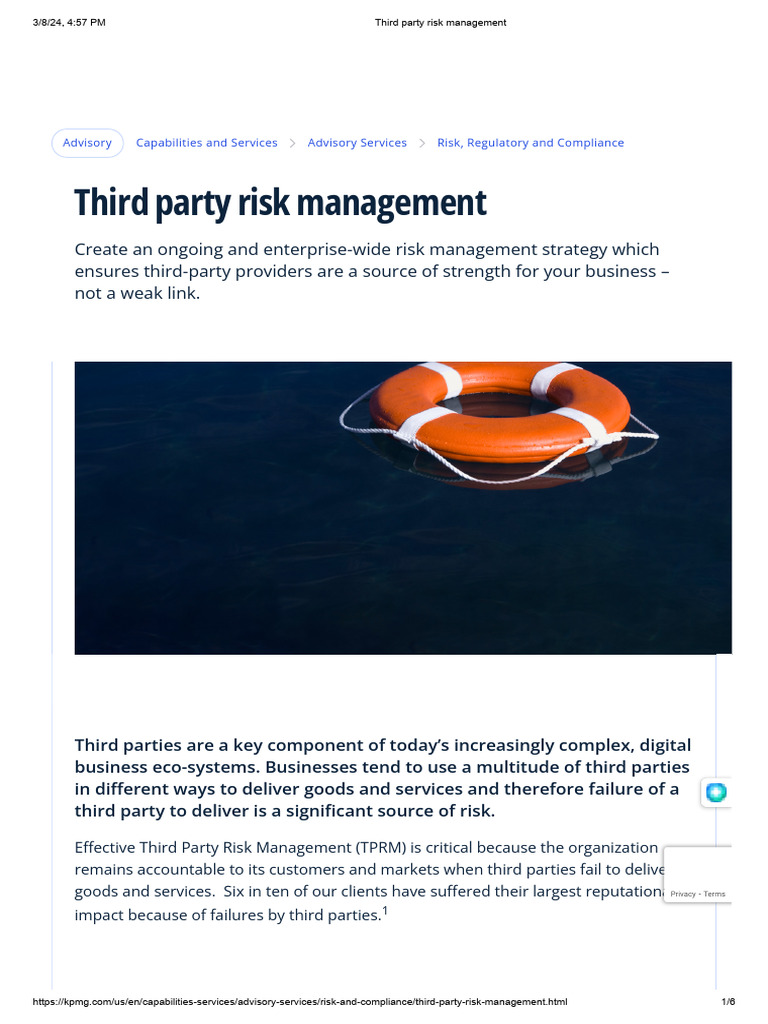 Third Party Risk Management | PDF | Risk Management | Risk