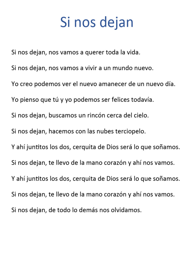 Si Nos Dejan Letra | PDF