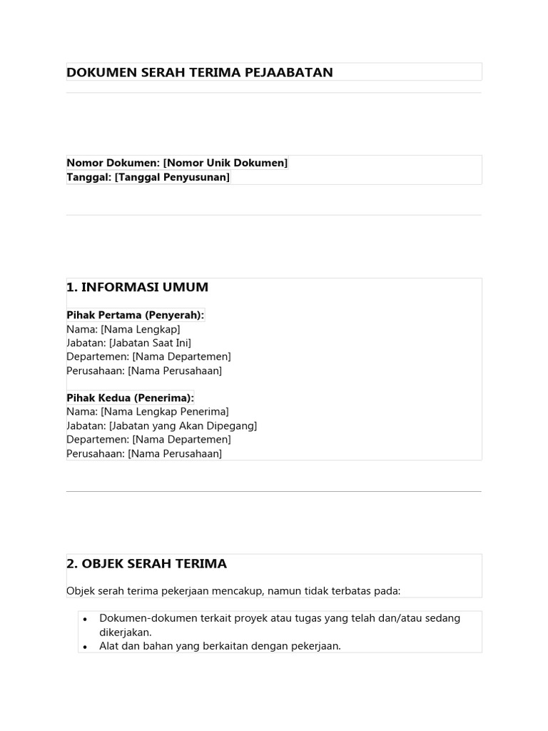 Dokumen Serah Terima Jabatan | PDF