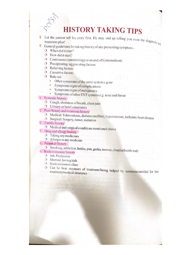 History Taking Tips | PDF