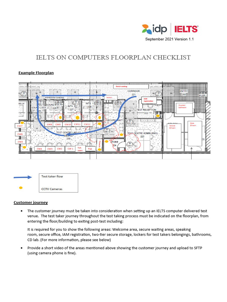 IELTS on Computers Floorplan Requirements Checklist v1.1 | PDF | International English Language ...