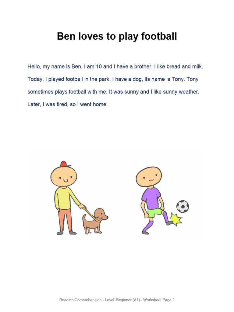 Reading_Comprehension_Exercise_Level_A1_1 | PDF | Applied Linguistics | Learning