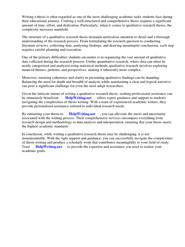 Structure of Qualitative Research Thesis | PDF | Qualitative Research ...