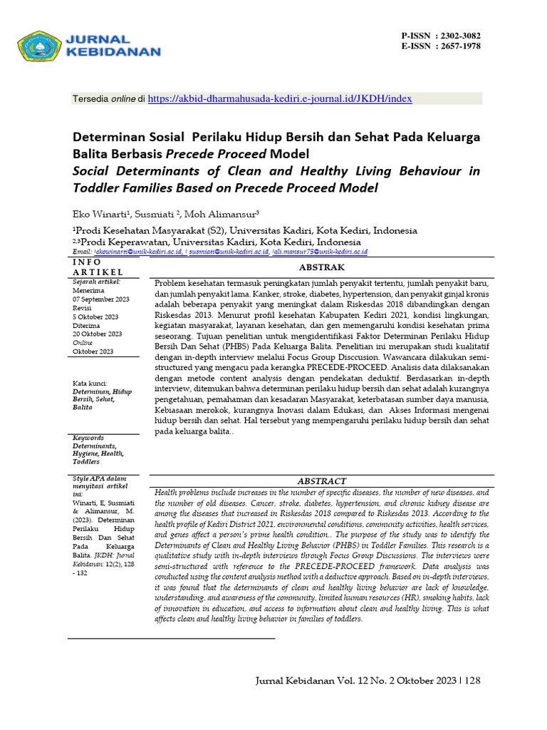 2023_Determinan Sosial Perilaku Hidup Bersih dan Sehat Pada Keluarga | PDF