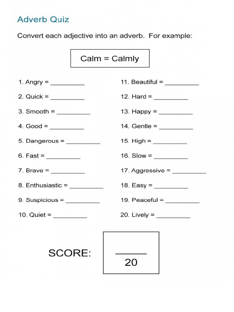 Adverbs Exercise | PDF