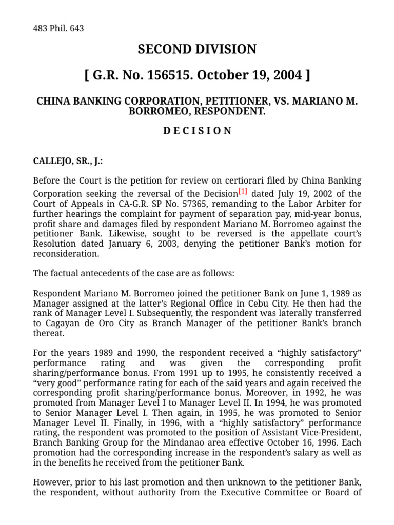 06 China Banking Corp. v. Borromeo | PDF | Trials | Arbitration