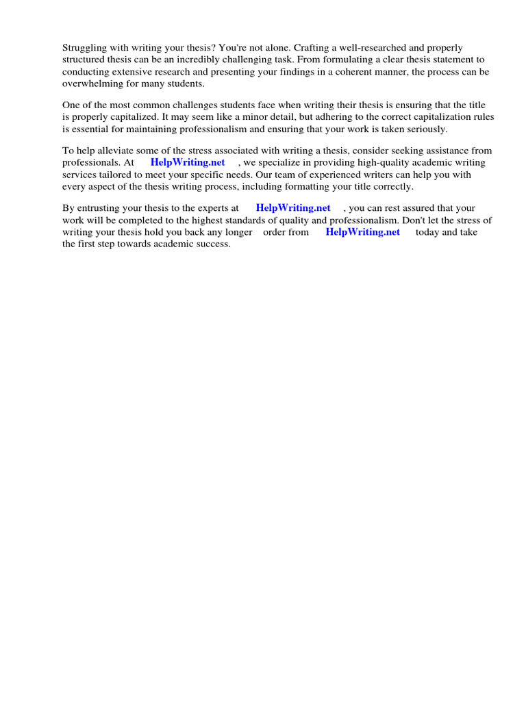 Thesis Title Capital Letters | PDF | Thesis | Writing