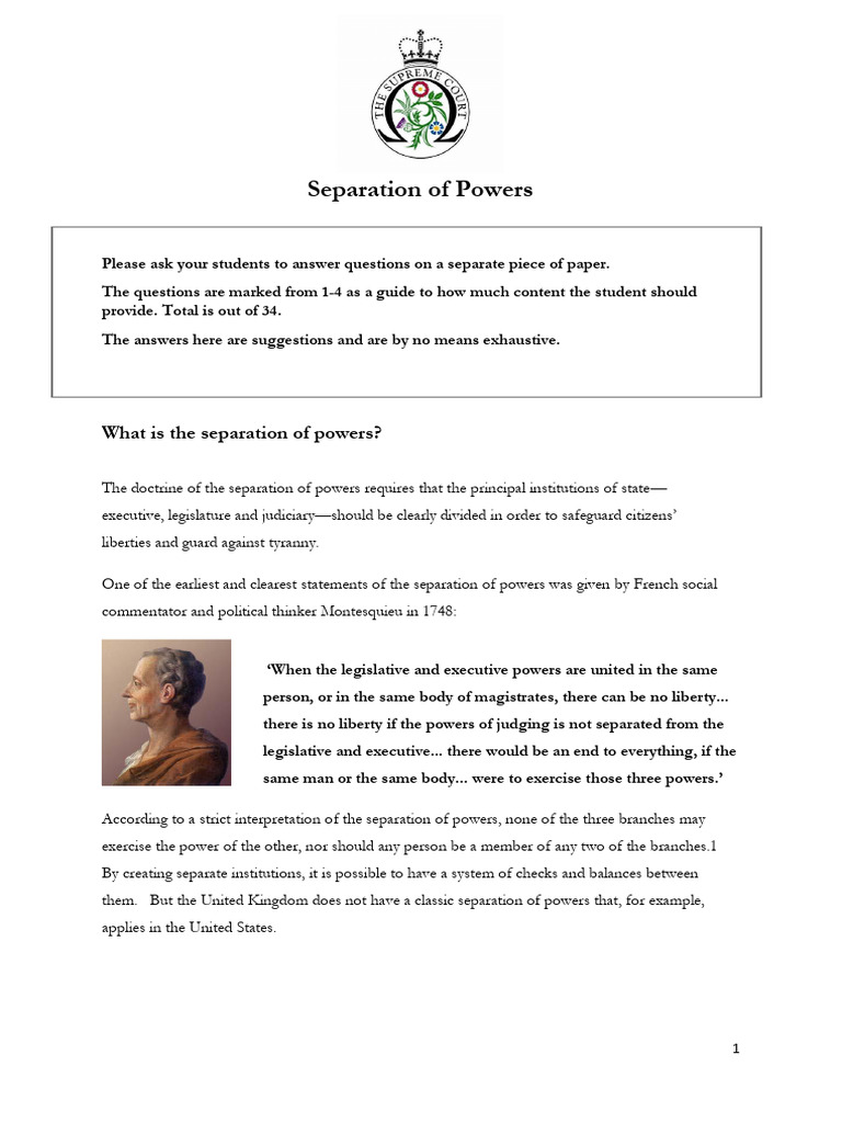 UK Government: Separation of Powers | PDF | Separation Of Powers ...