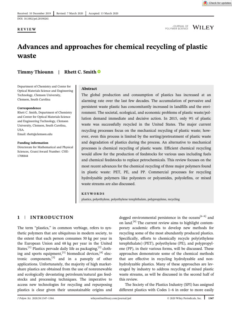 Journal of Polymer Science - 2020 - Thiounn - Advances and Approaches ...