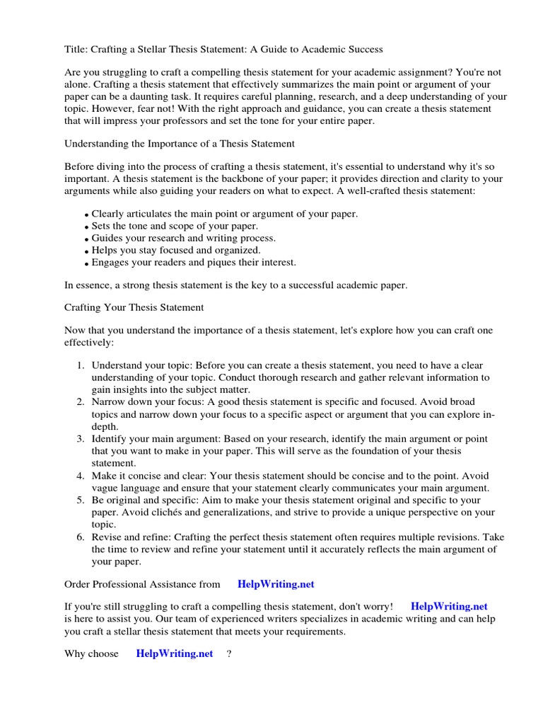 How Do You Make A Good Thesis Statement | PDF | Essays | Thesis