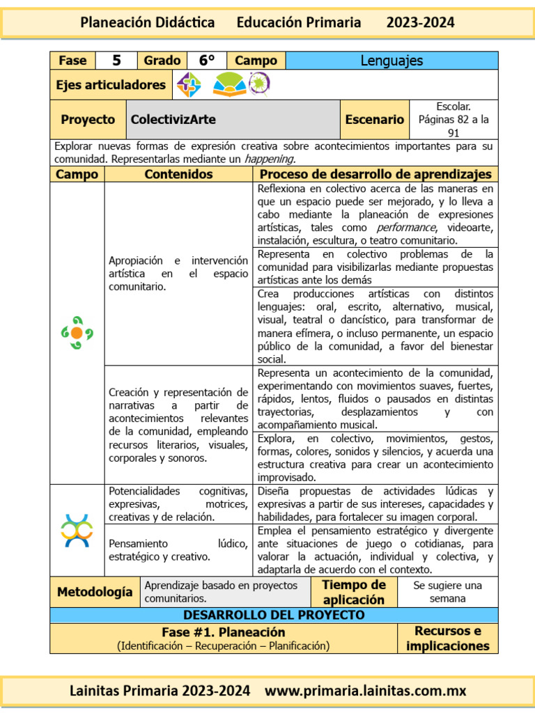 6to Grado Marzo - 05 ColectivizArte (2023-2024) | PDF | Planificación ...